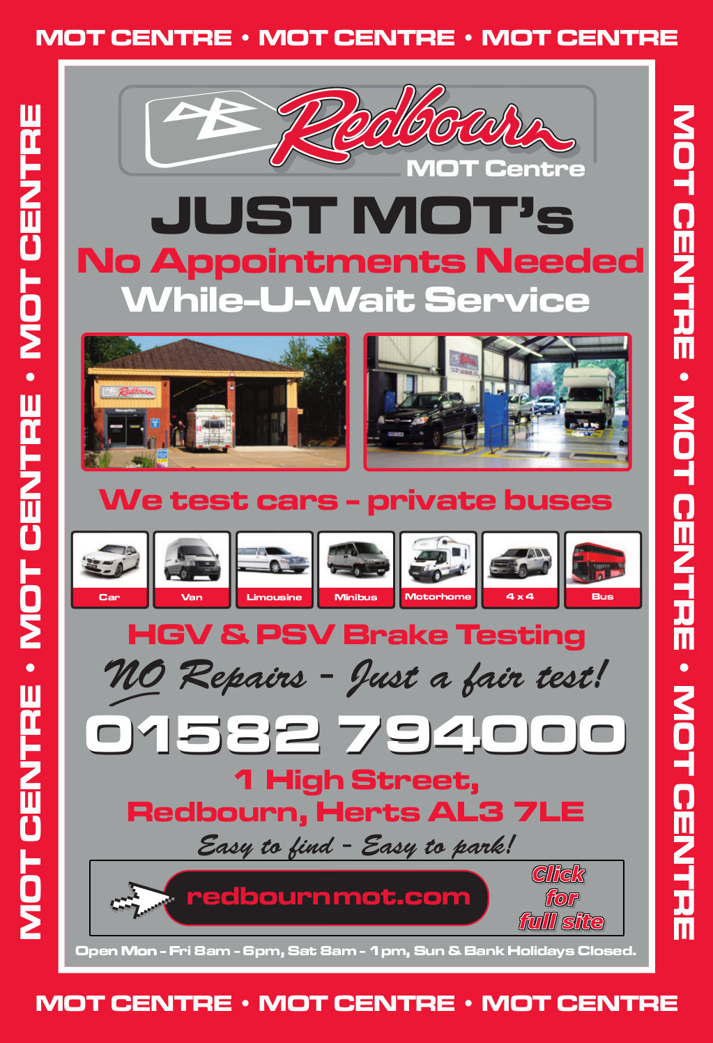 Welcome to Redbourn MOT Centre